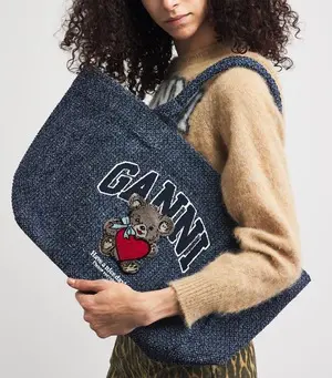 GANNI Tweed Tote Bag