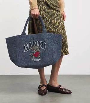 GANNI Tweed Tote Bag