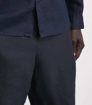 Vince Linen Drawstring Shorts - Navy