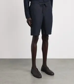 Vince Linen Drawstring Shorts - Navy
