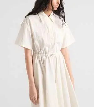 Prada Cotton-blend Technical Midi Dress - Neutral