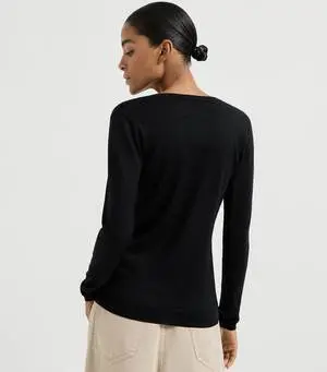 Brunello Cucinelli Cashmere-silk-blend V-neck Sweater - Black