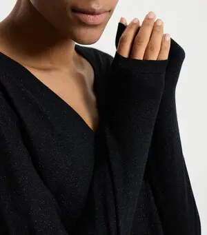 Brunello Cucinelli Cashmere-silk-blend V-neck Sweater - Black