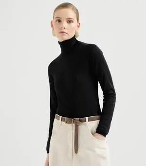 Brunello Cucinelli Cashmere-silk-blend Rollneck Sweater - Black