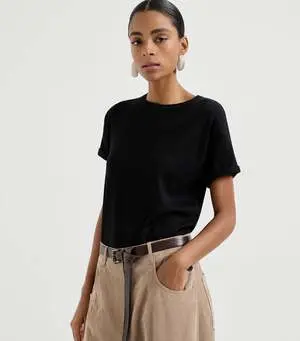 Brunello Cucinelli Cashmere-blend Sparkling T-shirt - Black