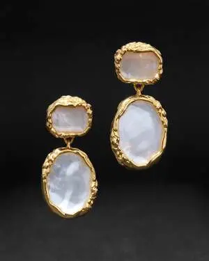Alexis Bittar Brut Bezel Drop Clip Earrings - Gold