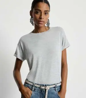 Brunello Cucinelli Cashmere-blend Sparkling T-shirt - Grey