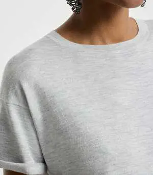 Brunello Cucinelli Cashmere-blend Sparkling T-shirt - Grey