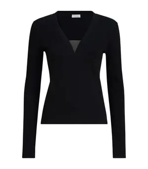 Brunello Cucinelli Stretch-cotton T-shirt With Monili Detailing - Black