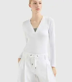 Brunello Cucinelli Stretch-cotton T-shirt With Monili Detail