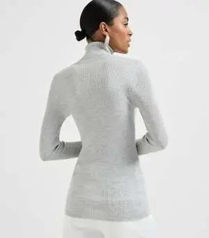 Brunello Cucinelli Cashmere-silk-blend Rollneck Sweater - Grey