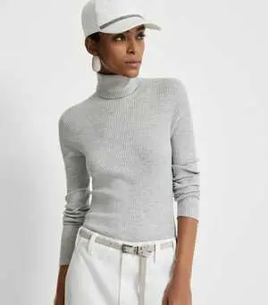 Brunello Cucinelli Cashmere-silk-blend Rollneck Sweater - Grey