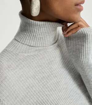 Brunello Cucinelli Cashmere-silk-blend Rollneck Sweater - Grey