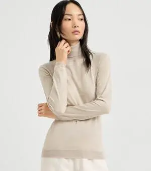 Brunello Cucinelli Cashmere-silk-blend Rollneck Sweater - Beige