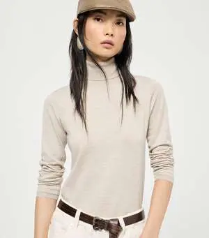 Brunello Cucinelli Cashmere-silk-blend Rollneck Sweater - Beige