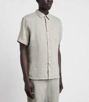 Vince Linen Short-sleeve Shirt - Green
