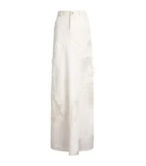 Ralph Lauren Denim Patchwork Maxi Skirt - White