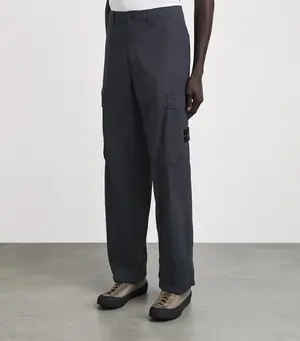Stone Island Stretch-cotton Straight Cargo Trousers - Navy