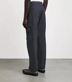 Stone Island Stretch-cotton Straight Cargo Trousers - Navy