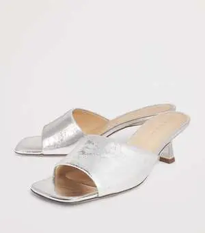 Sandro Metallic Leather Heeled Mules 55 - Black