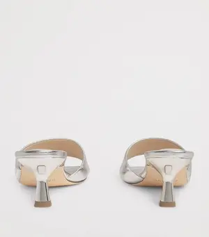 Sandro Metallic Leather Heeled Mules 55 - Black
