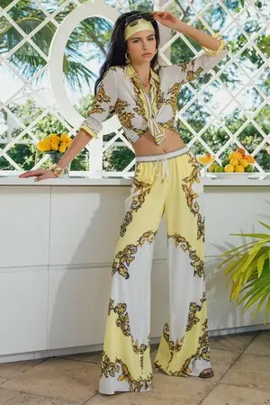 Alice + Olivia Ojai Wide Leg Pant - Gold