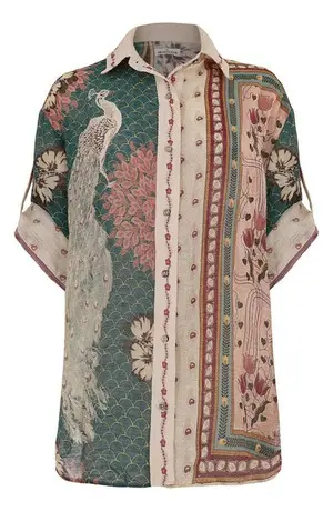 Agua Bendita Chrissy Plume Cover-up Shirt