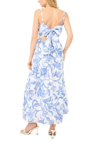 Halogen Pleated Back Cutout Cotton Maxi Sundress