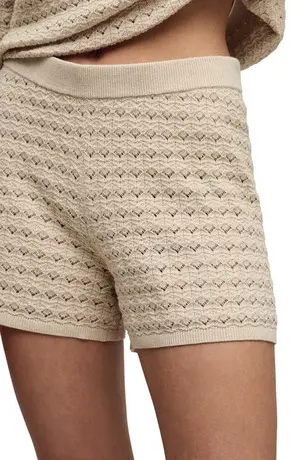 Barefoot Dreams Heathered Cotton Tulip Pointelle Lounge Shorts - Heather Stone