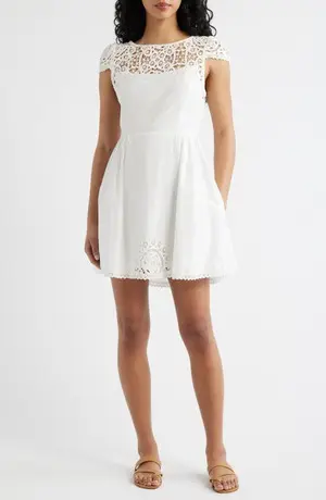 CLEOBELLA Cutwork Detail Cotton Minidress