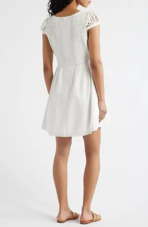 CLEOBELLA Cutwork Detail Cotton Minidress