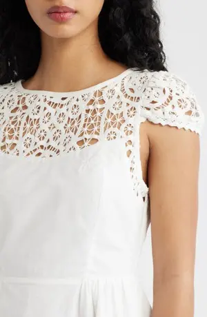 CLEOBELLA Cutwork Detail Cotton Minidress