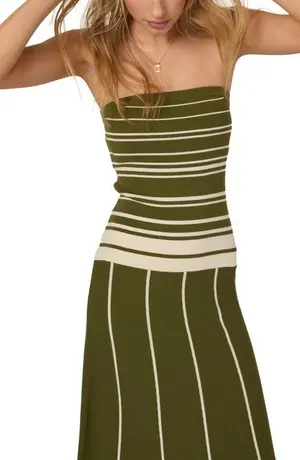 NOBODY'S CHILD Stripe Bandeau Maxi Dress