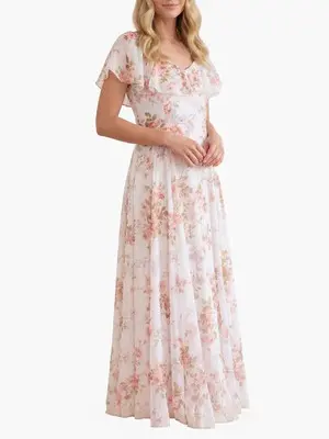 NEEDLE & THREAD Summer's Rose Georgette Ankle Gown - White