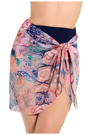 GOTTEX Mesh Sarong Wrap Skirt - Pink-multi