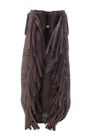 Maje M Bag With Fringe - Dark Brown