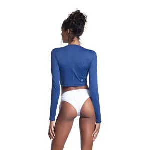 BLOQUV Everyday Long Sleeve Crop Top With Uv Protection - Navy
