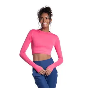 BLOQUV BLOQUV Everyday Long Sleeve Crop Top With UV Protection Watermelon