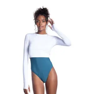 BLOQUV Everyday Long Sleeve Crop Top - White