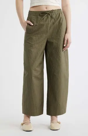 DAMSON MADDER Felix Ticking Stripe Organic Cotton Drawstring Pants