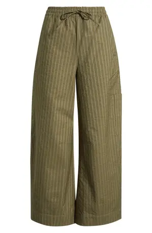 DAMSON MADDER Felix Ticking Stripe Organic Cotton Drawstring Pants