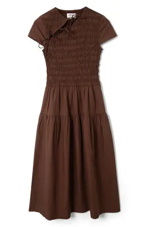 DAMSON MADDER Ebba Cutout Organic Cotton Dress Choc