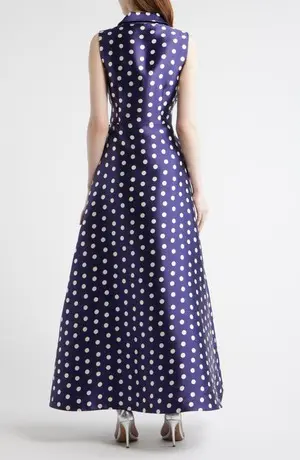 Julia Jordan Dot Sleeveless Gown - Navy Multi