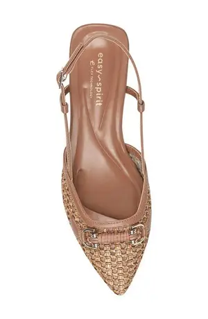 Easy Spirit Pointed Toe Slingback Pumps - Medium Brown