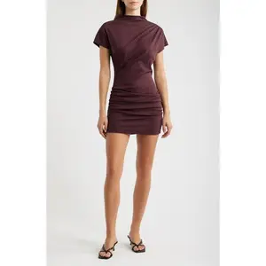Line & Dot Archer Pleated Mini Dress - Plum