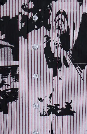 JADED LONDON Stripe Graphic Button-up Shirt