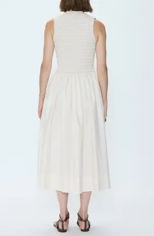 PISTOLA Gladys Smocked Midi Dress - Oyster Shell