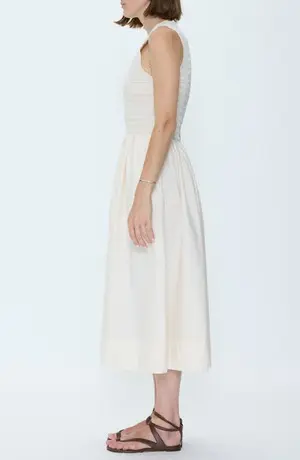 PISTOLA Gladys Smocked Midi Dress - Oyster Shell