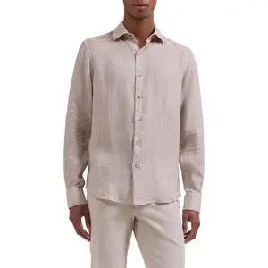 Bugatchi Axel Shaped Fit Linen Button-up Shirt - Camel