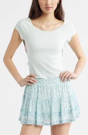 Bp. Lace Trim Cotton-blend T-shirt - Green Cloud